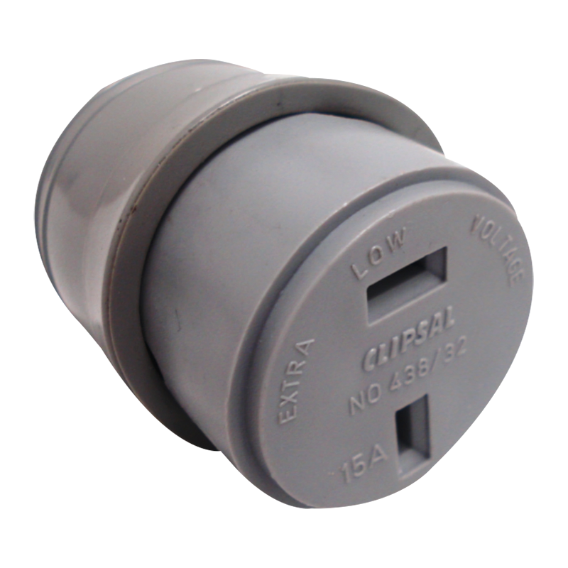 Clipsal 438/32 Fixed Polarity Cord Socket Grey. CLI438/32GY